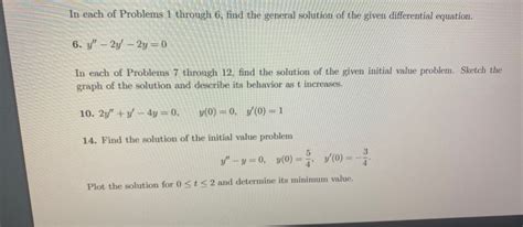 solved in each of problems 1 through 6 find the general