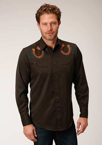 Roper Fancy Retro Embroidered Shirt ~ Horseshoes