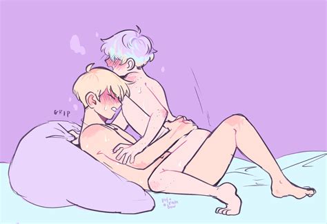 Rule 34 2boys Adrian Boyfriends Blonde Hair Blue Hair Blush