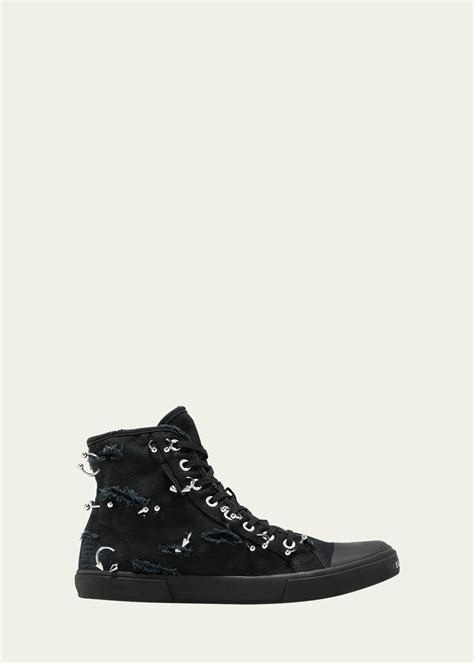 Balenciaga Mens Paris Piercing Canvas High Top Sneakers Bergdorf Goodman
