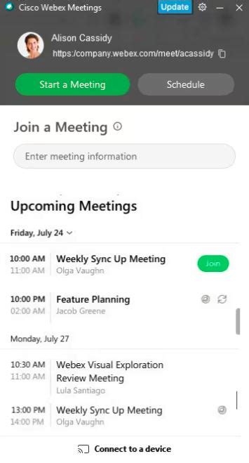 Update The Cisco Webex Meetings Desktop App