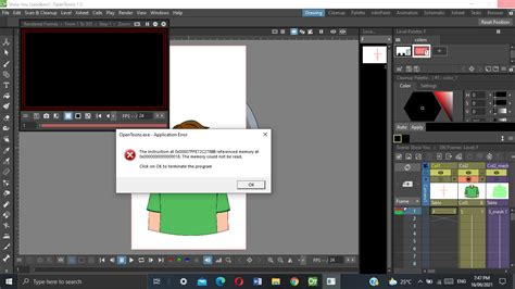 how can i fix the opentoonz exe application error i cannot render