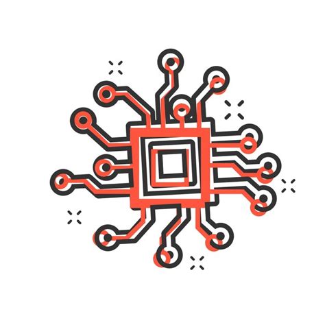 Premium Vector Circuit Board Icon In Comic Style Technology Microchip Vector Cartoon