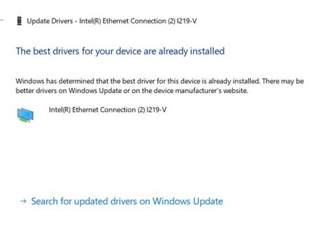intel® ethernet connection 2 i219 v not recognized by intel network