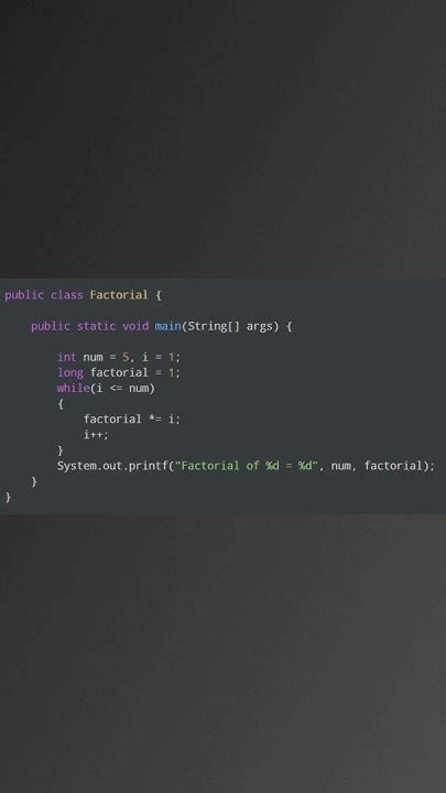 Java Program To Find Factorial Of A Number Using While Loop Youtube