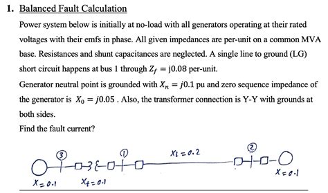 1 Balanced Fault Calculation Power System Below Is Initially Course Hero