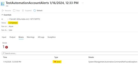 Azure Automation Jobs That Completed With Errors Jobstreams Data Not Forwarded To Azure