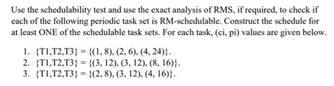 Solved Use The Schedulability Test And Use The Exact