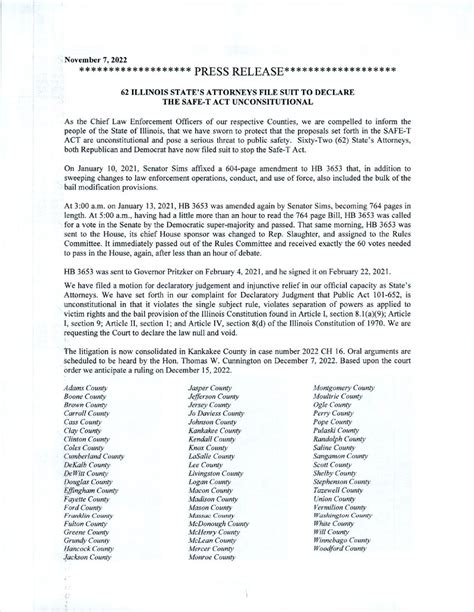 62 Illinois States Attorneys File Suit To Declare Safe T Act