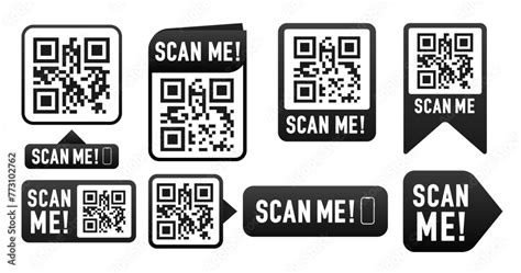 Qr Code Vector Frames Set Scan Me Your Phone Tag QR Code Mockup Layout Qr Code For Payment
