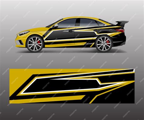 자동차 데칼 그래픽 벡터 랩 비닐 스티커 그래픽 추상 물결 모양 디자인 브랜딩 경주 및 드리프트 자동차 템플릿 디자인 벡터 프리미엄 벡터