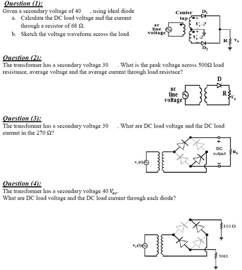 solved question 1 given a secondary voltage of 40 v using an ideal
