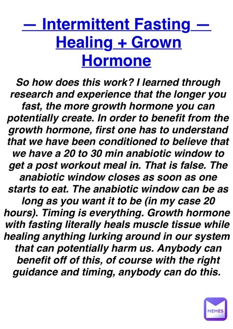 Double Tap To Edit Intermittent Fasting Healing Grown Hormone So How Does This Work I