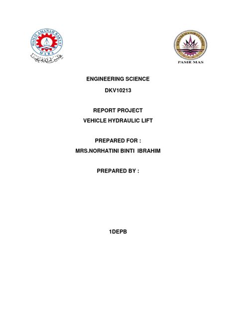 Engineering Science Project Report Pdf Syringe Elevator