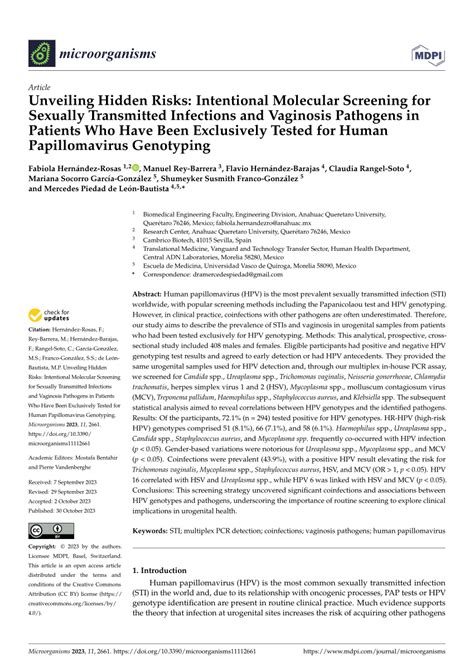 Pdf Unveiling Hidden Risks Intentional Molecular Screening For Sexually Transmitted