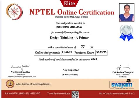 Josephine Shelcia X On Linkedin Nptel Designthinkingprimer Courses Elitesilver