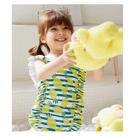 ชุดว่ายน้ำเด็กหญิง สับปะรด ฟ้า Line Shopping