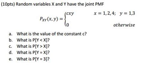 Solved Random Variables X And Y Have The Joint Pmf Pxyx