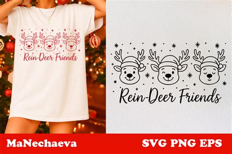 Cute Christmas Svg Rein Deer Friends Funny Holiday Design