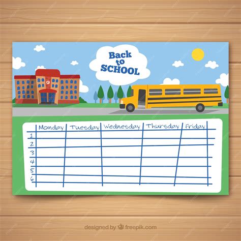 Расписание школьное здание и автобус Бесплатно векторы