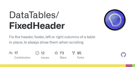 Github Datatablesfixedheader Fix The Header Footer Left Or Right