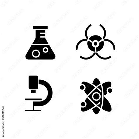Laboratory Research Black Glyph Icons Set On White Space Medical Lab Equipment Chemical