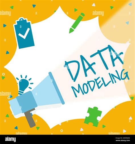 Hand Writing Sign Data Modeling Concept Meaning Process Of Transferring Data Between Data