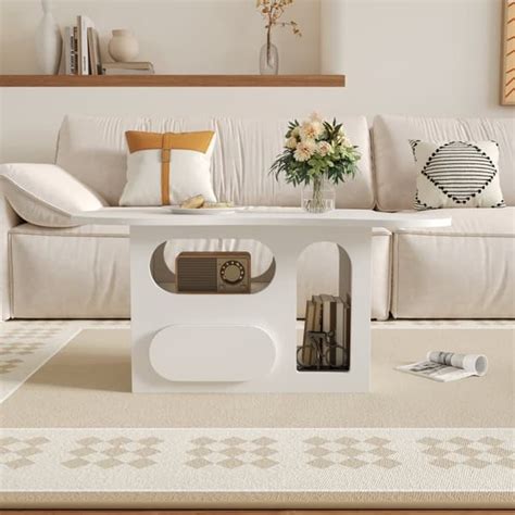 Soffbord Med Lådor Molnformad Design Med öppna Förvaringsfack 97x45x435 Cm Cdon