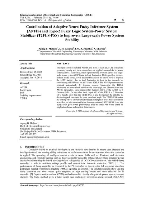 Coordination Of Adaptive Neuro Fuzzy Inference System Anfis And Type