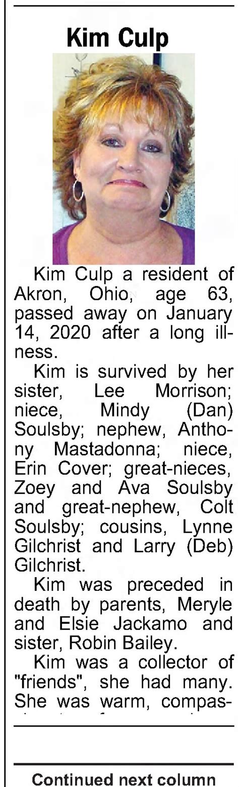 Obituary For Kim Culp ™