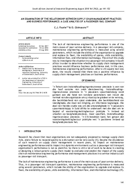 Pdf An Examination Of The Relationship Between Supply Chain Management Practices And Business
