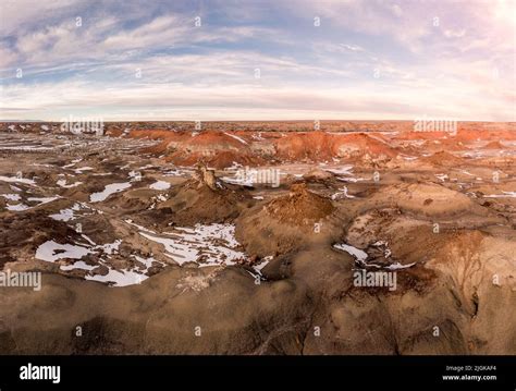 Aerial Panoramic View Of Bisti De Na Zin Wilderness Area In New Mexico