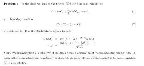 Solved Problem 1 ﻿in The Class We Derived The Pricing Pde