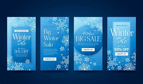 그라데이션 겨울 세일 인스타그램 스토리 컬렉션 무료 벡터