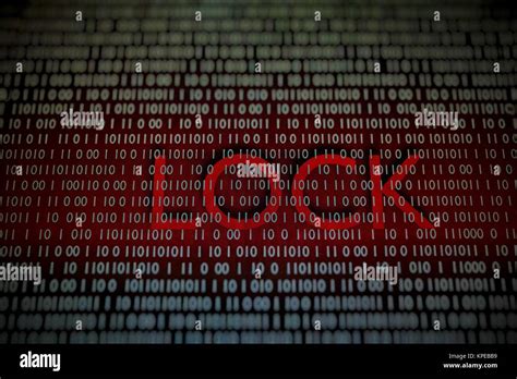 Red Binary Code On Computer Screen Red Binary Code Background For Problem Internet Business