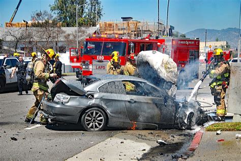 Lapd Pursuit Ends With Fiery Crash Rescue In Valley Glen Daily News