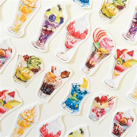 名古屋クリマパフェのフレークシール colors 水彩で描いた紙雑貨