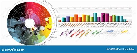Data Visualization Charts Diagrams Vibrantly Illustration With White Background Stock