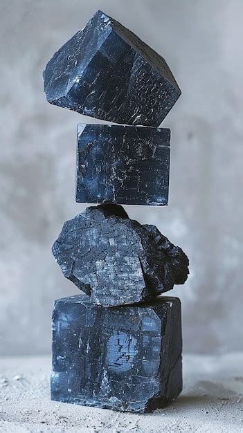 Several Manganese Silicon Blocks Stacked Dark Blue Light Premium Ai Generated Image