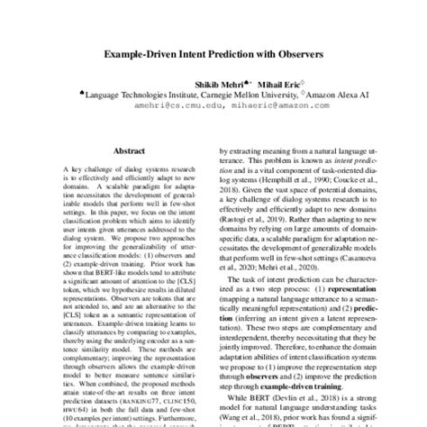 Example Driven Intent Prediction With Observers Acl Anthology