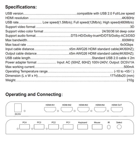 ArgoX 4K 60Hz HDMI 4x1 Switcher KVM Video Converter Ultra HD Support 4 JG Superstore