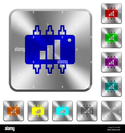 Hardware Acceleration Engraved Icons On Rounded Square Glossy Steel Buttons Stock Vector Image