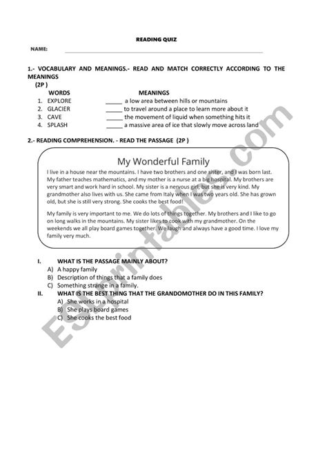 Reading Activity Esl Worksheet By Jonnyxxx