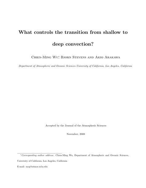 Pdf What Controls The Transition From Shallow To Deep Convection