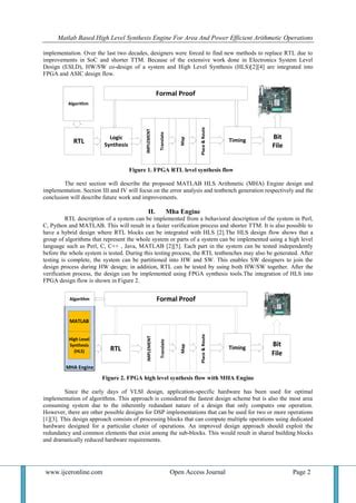 Matlab Based High Level Synthesis Engine For Area And Power Efficient