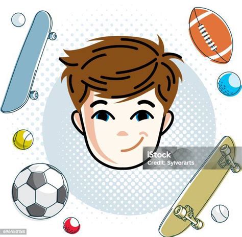 귀여운 소년의 얼굴 인간의 머리입니다 벡터 빨강 머리 문자 웃는 아이 얼굴 특징 스포츠 및 엔터테인먼트 클립 아트 경기 스포츠에 대한 스톡 벡터 아트 및 기타 이미지