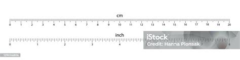 Cm 및 인치로 스케일을 측정합니다 센티미터 와 인치의 눈금자에 대한 표시 눈금자 20 센티미터 와 8 인치 측정 도구 인치에 대한 스톡 벡터 아트 및 기타 이미지 Istock