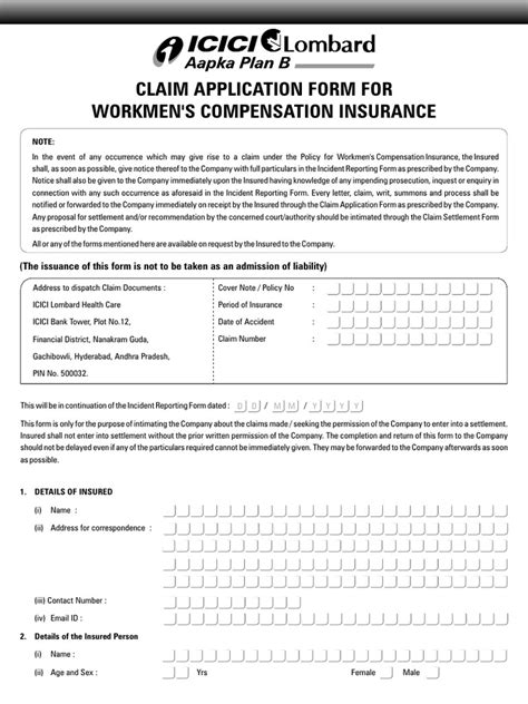 Wc Claim Form Pdf Insurance Indemnity