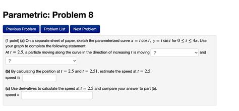 Solved Parametric Problem 8 Previous Problem Problem List