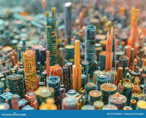 Microscopic Urban Sprawl Where Bacterial Metropolis Meets Microbe City Life Stock Illustration
